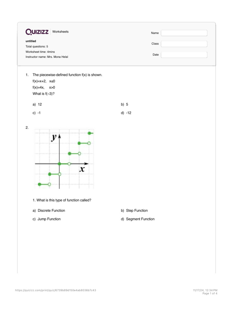 Lesson 8.1 Graph Piecewise-Defined Functions | PDF | Mathematical ...