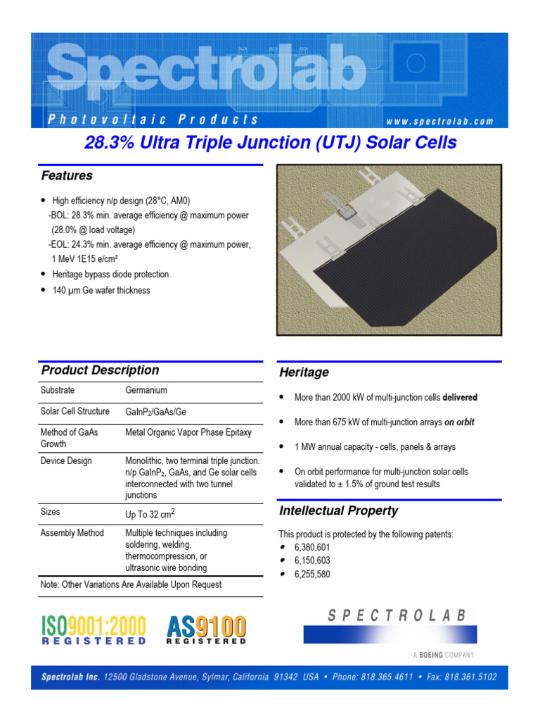 28.3% Ultra Triple Junction Solar Cells | PDF | Solar Cell | Gallium ...