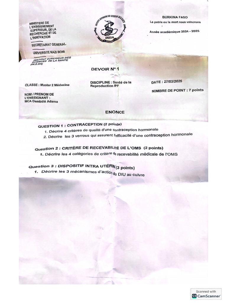 DEVOIR SDR 2024-2025 (PR Dembele) (By Shooonnnppp, 16ème Promo INNSA ...