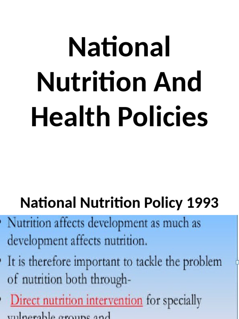 National Nutrition and Health Policies | PDF