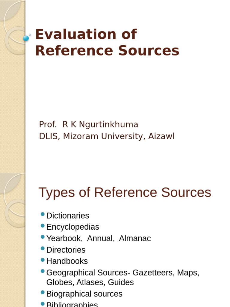Evaluation of Reference Sources | PDF