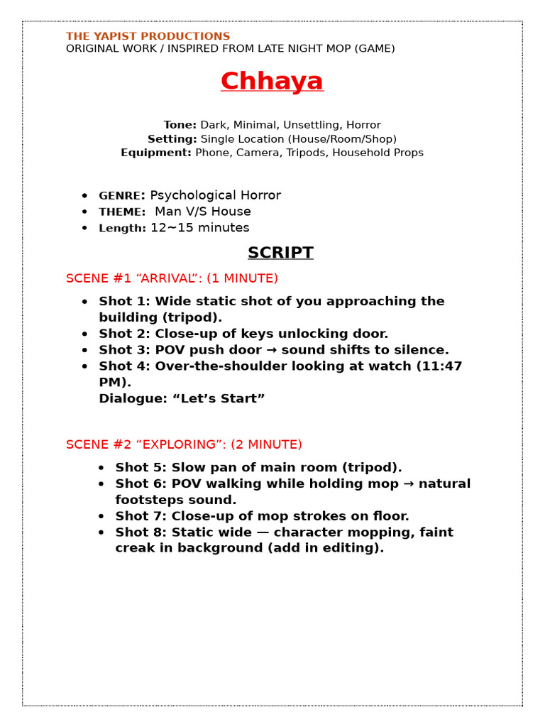 Psychological Horror Short Film Script | PDF