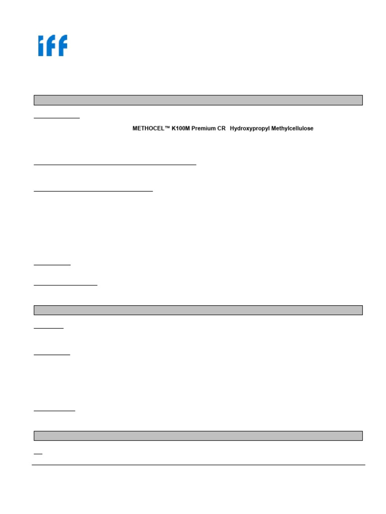 Lembar Data Keselamatan Methocel K100M | PDF
