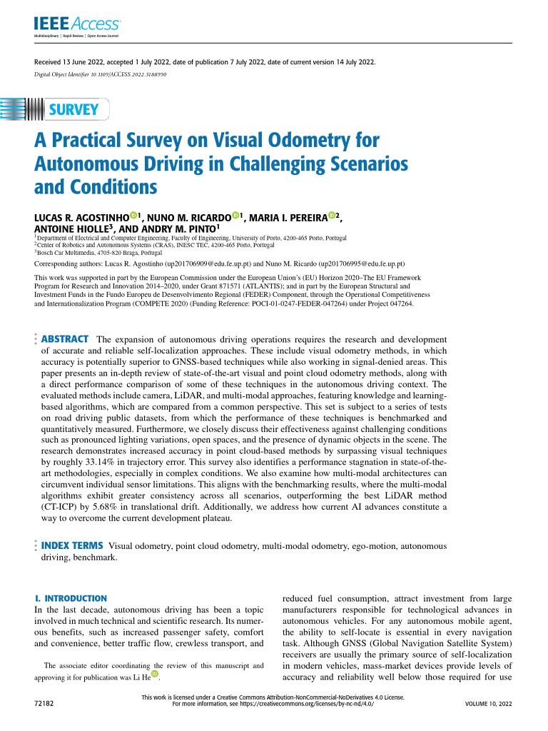 A Practical Survey On Visual Odometry For Autonomous Driving in Challenging Scenarios and ...