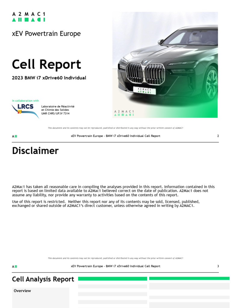 A2MAC1 Cell Report BMW I7 2023 Draft4 | PDF | Battery Charger | Anode