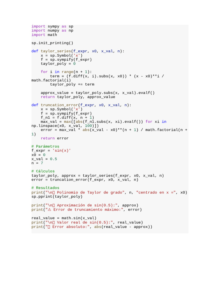 Lab 1 - Serie Taylor | PDF