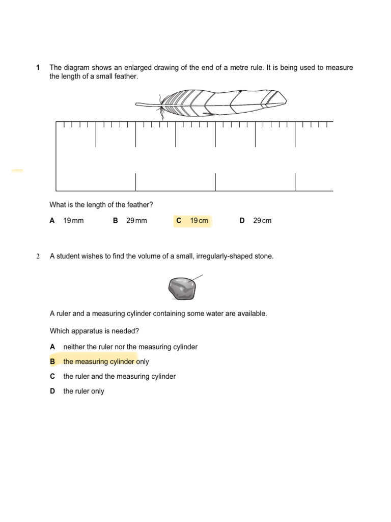 Length & Time (Multiple Choice) QP | PDF | Volume | Length