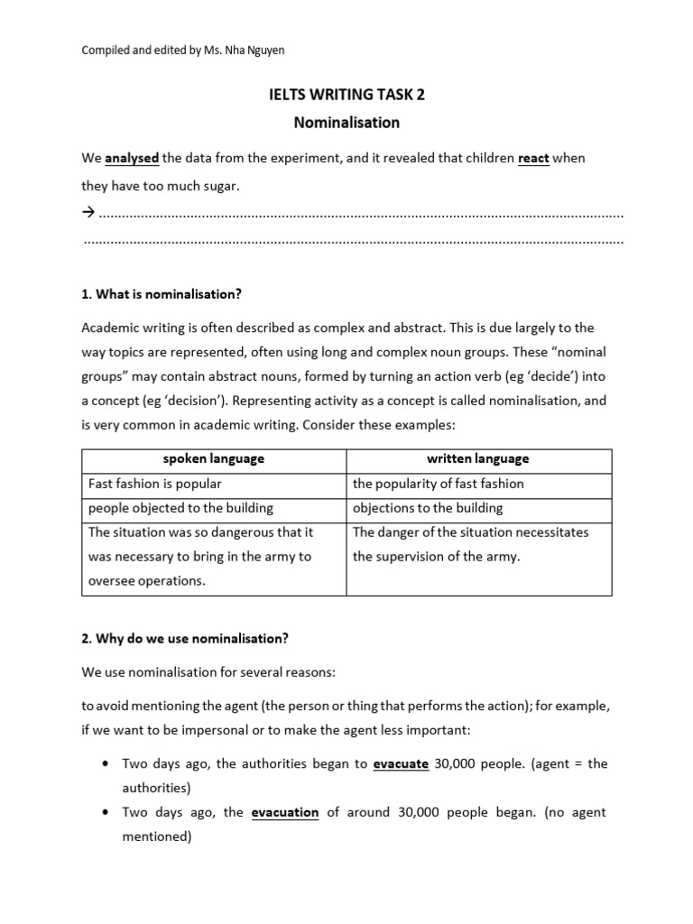 Mindset 3 - Unit 6 - Nominalisation | PDF
