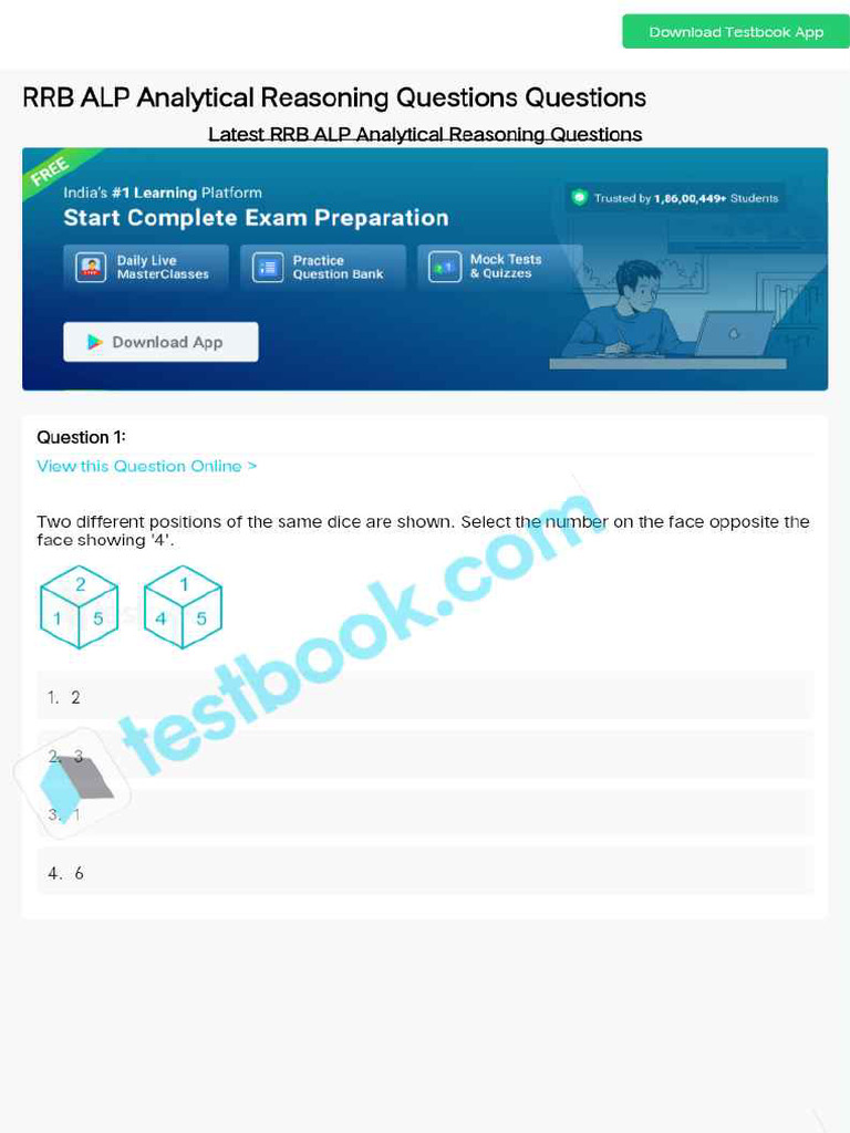 RRB Alp Analytical Reasoning Questions 65b0ecda394c233838f3889e | PDF