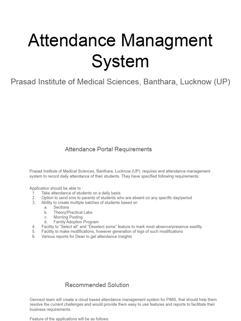 Attendance Management System for PIMS | PDF