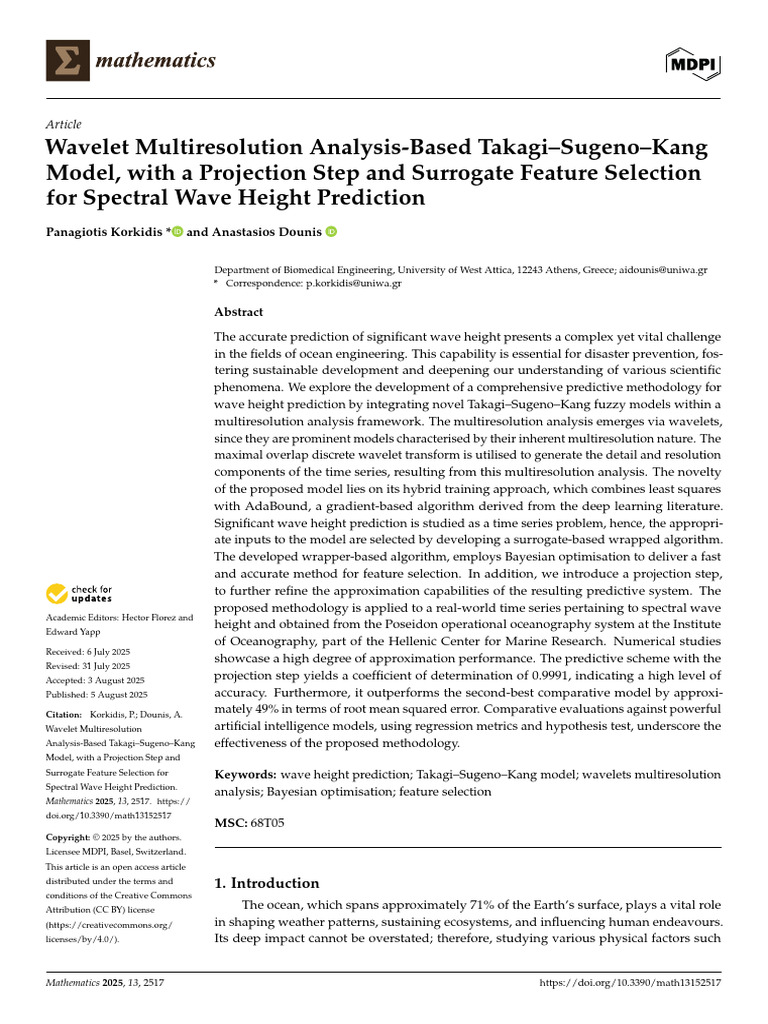 Wavelet Multiresolution Analysis-Based Takagi-Suge | PDF | Machine Learning | Fuzzy Logic