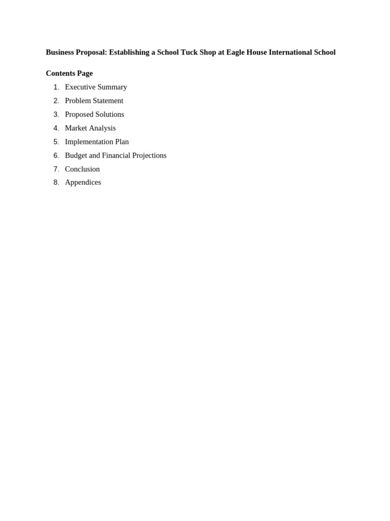 Tuck Shop Proposal for Eagle House School | PDF | Inventory | Cost Of ...