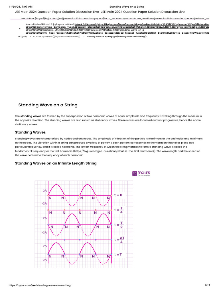 Equation of Standing Waves on Strings | PDF | Waves | Wavelength
