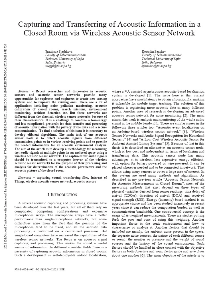 Capturing and Transferring of Acoustic Information in A Closed Room Via ...