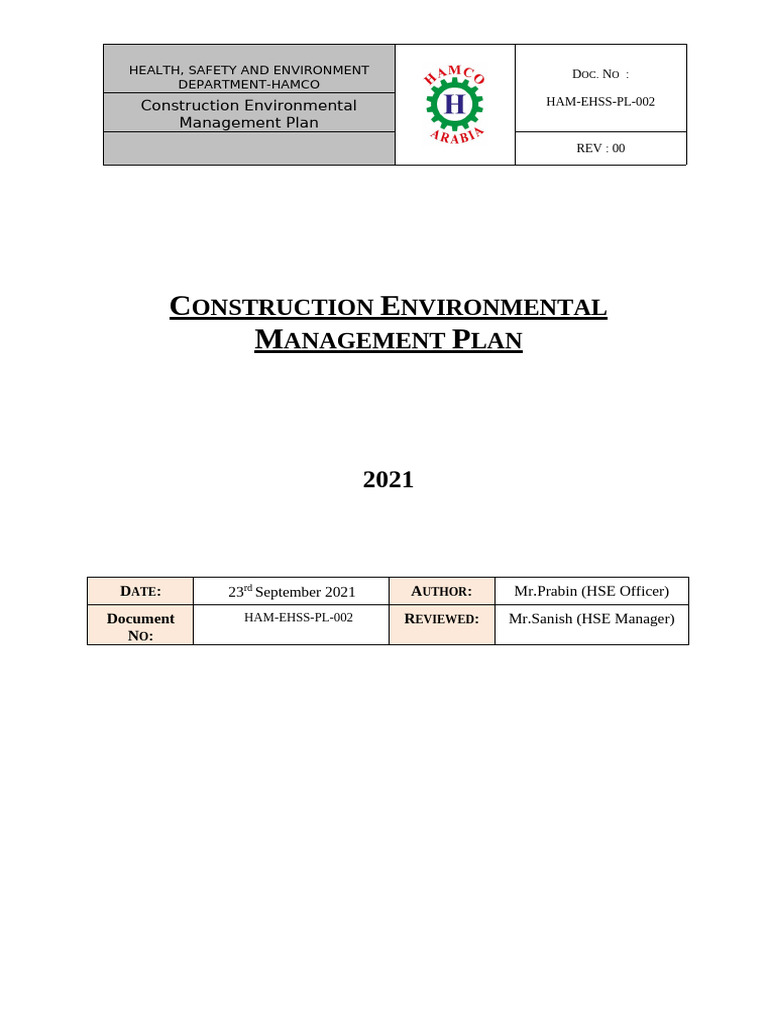 Construction Environmental Management Plan (1) | PDF | Particulates | Waste
