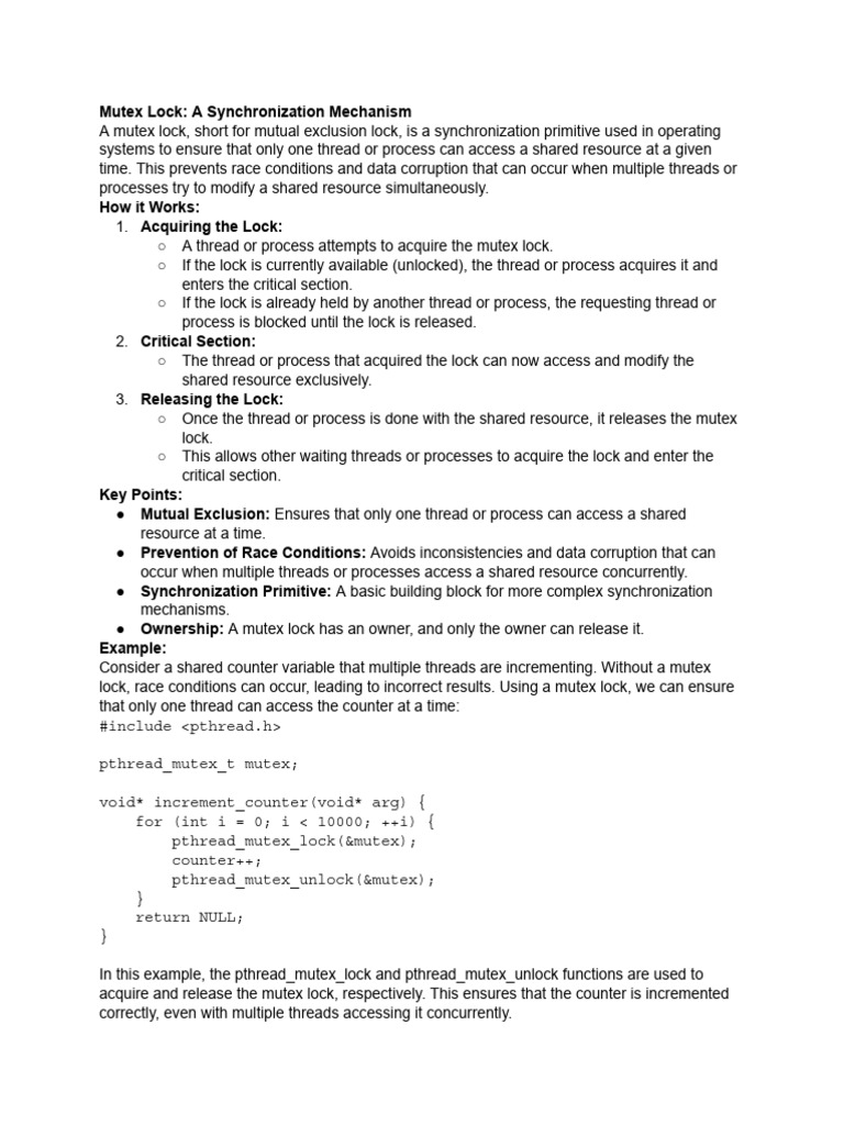 What Is Mutex Lock in OS | PDF | Thread (Computing) | Computing