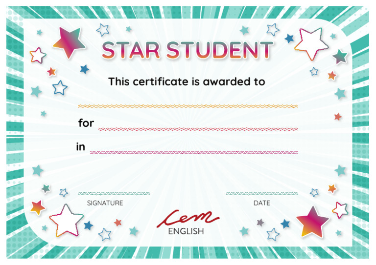 Star Student Certificate - 2025 | PDF