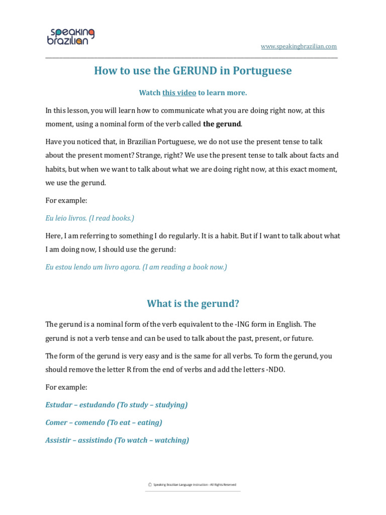 Gerund | PDF | Grammatical Tense | Morphology