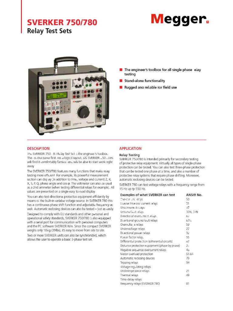GE Sverker 780 200A 1ph Relay Tester | PDF
