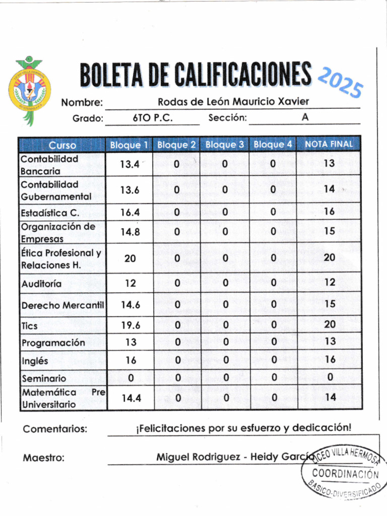 Informe de Calificaciones Académicas | PDF