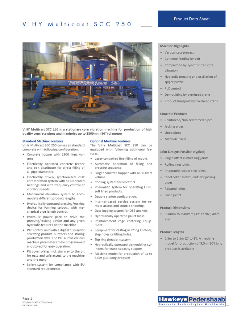 VIHY Multicast SCC 250 Machine Overview | PDF | Pipe (Fluid Conveyance ...