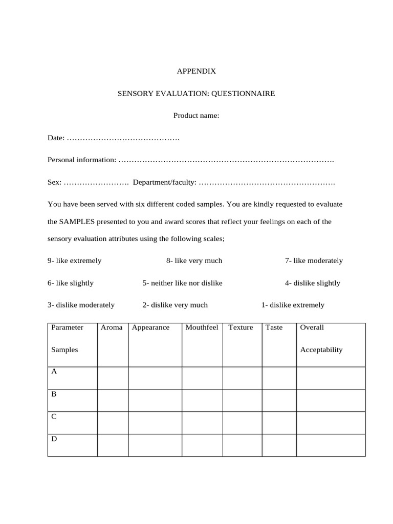 Sensory Evaluation | PDF
