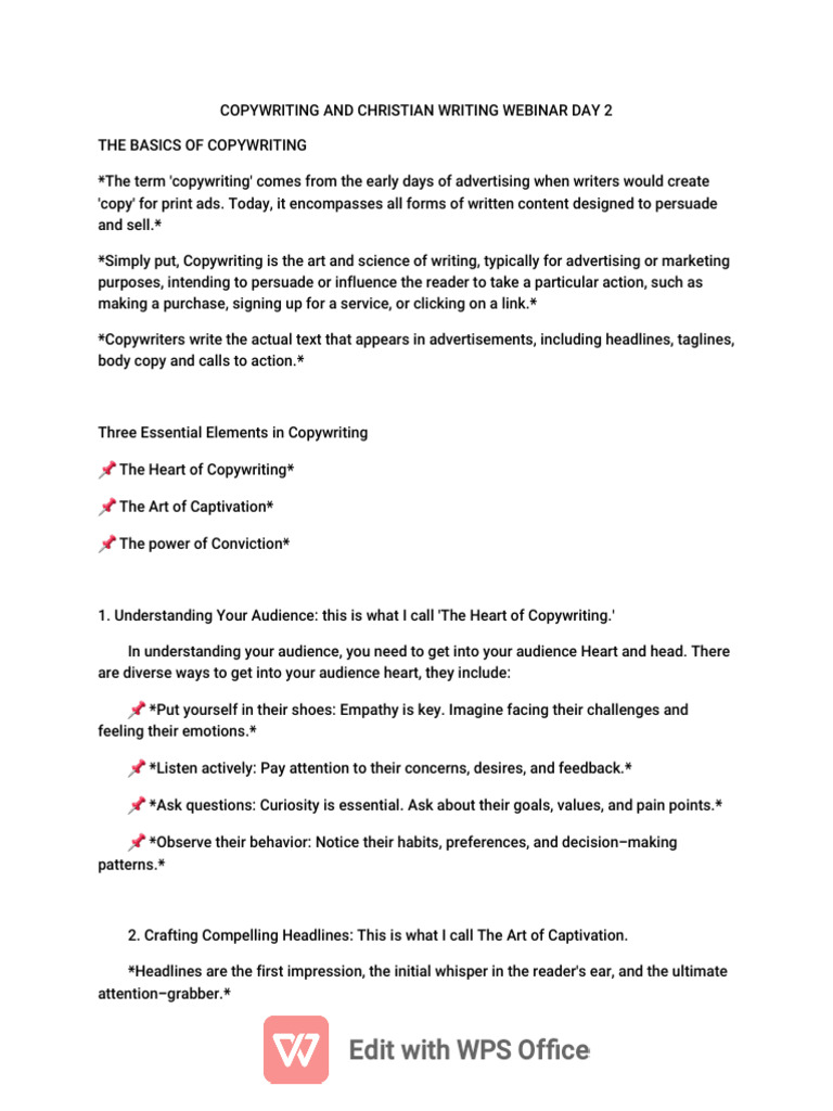 Copywriting Essentials for Persuasion | PDF | Copywriting | Advertising