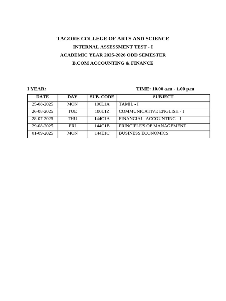 Internal Assessment Test - I T.T | PDF