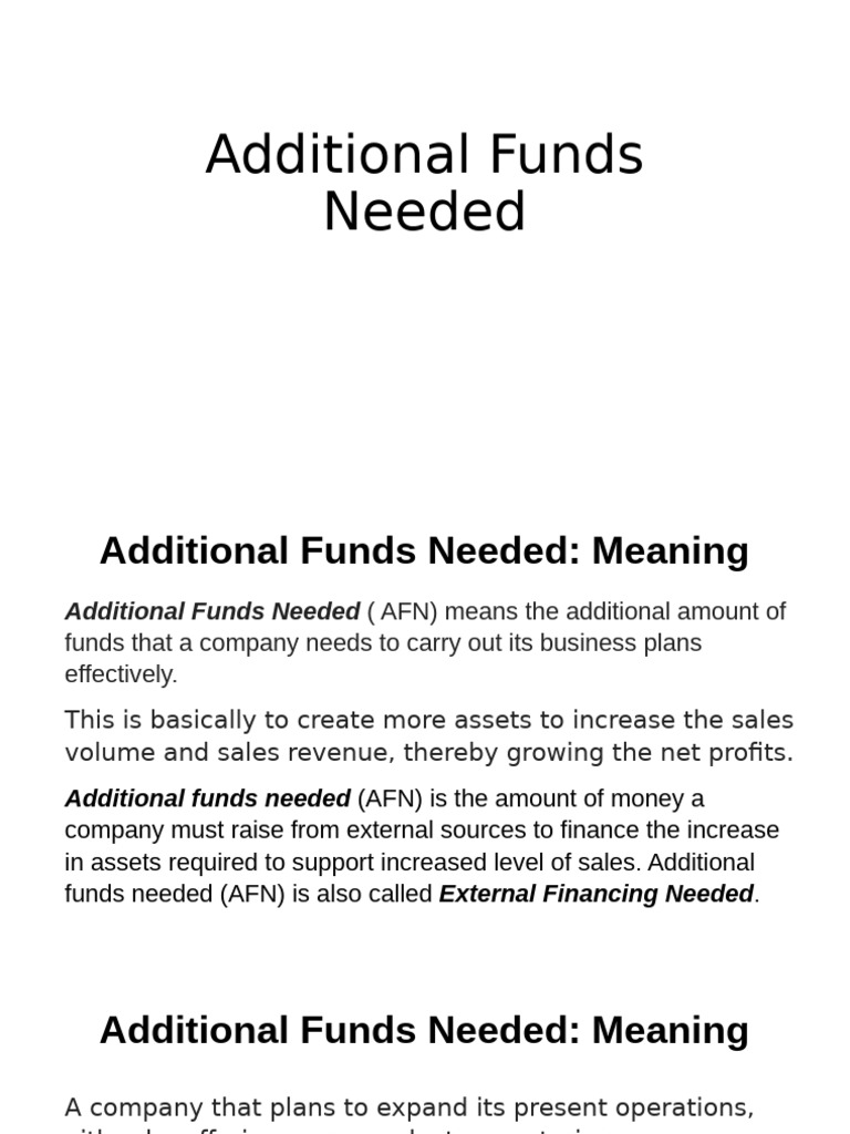 Additional Funds Needed Calculation | PDF | Retained Earnings | Dividend