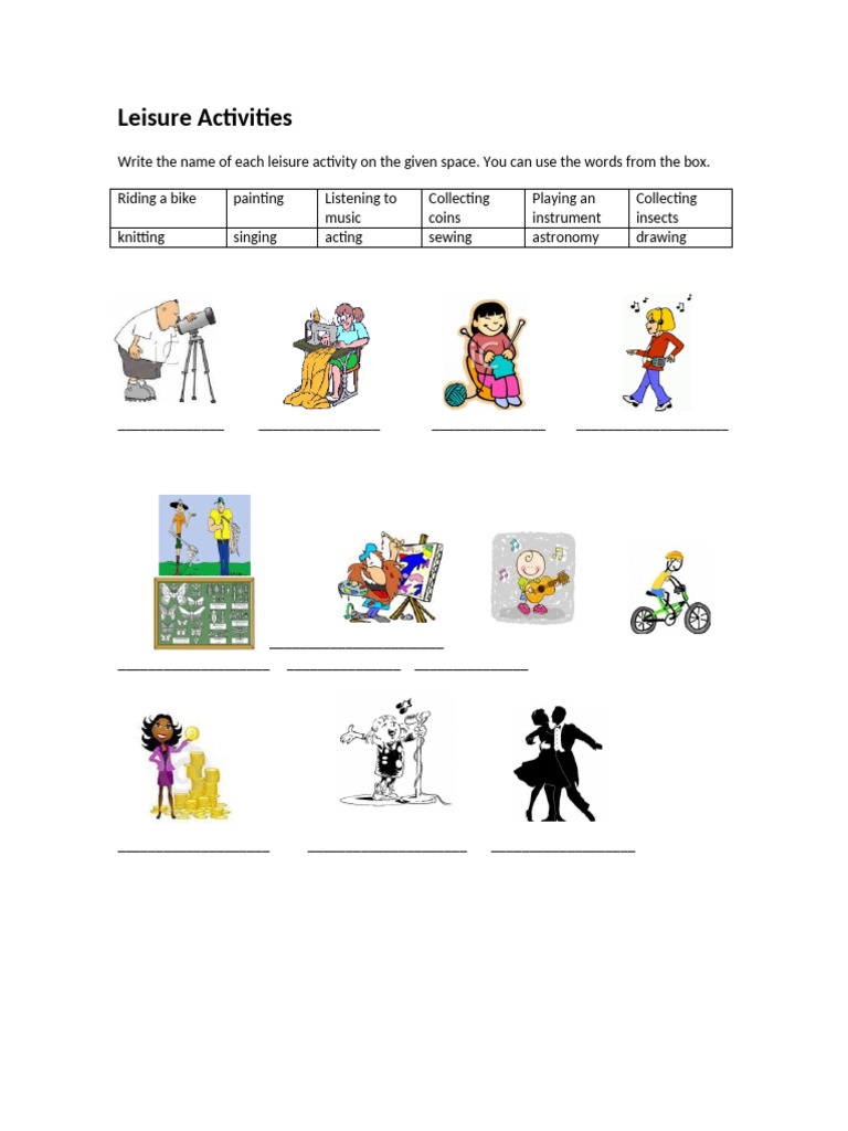 Leisure Activities Vocabulary | PDF