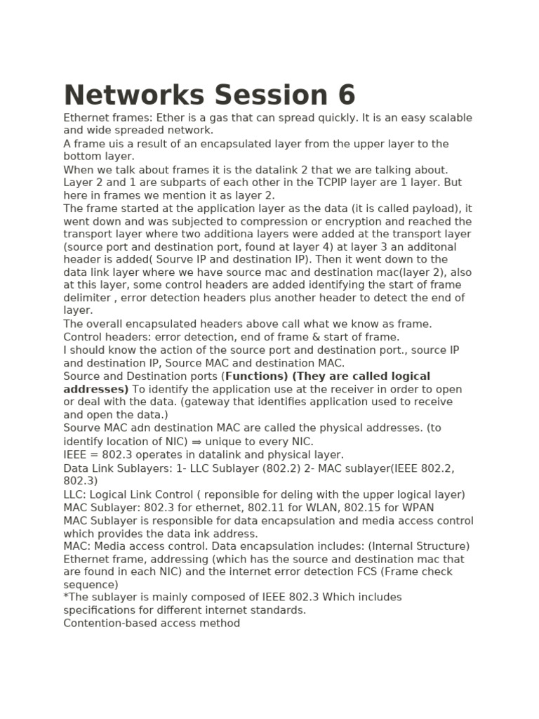 Networks Session Notes | PDF | Internet Protocols | I Pv6