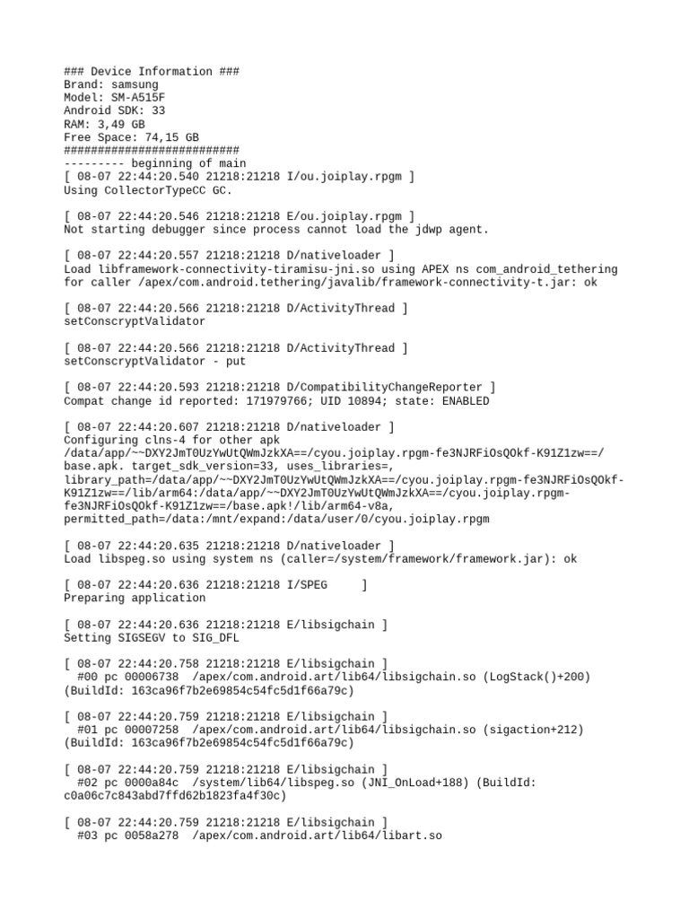 Samsung SM-A515F Device Logs | PDF | Computer Engineering | Computer ...