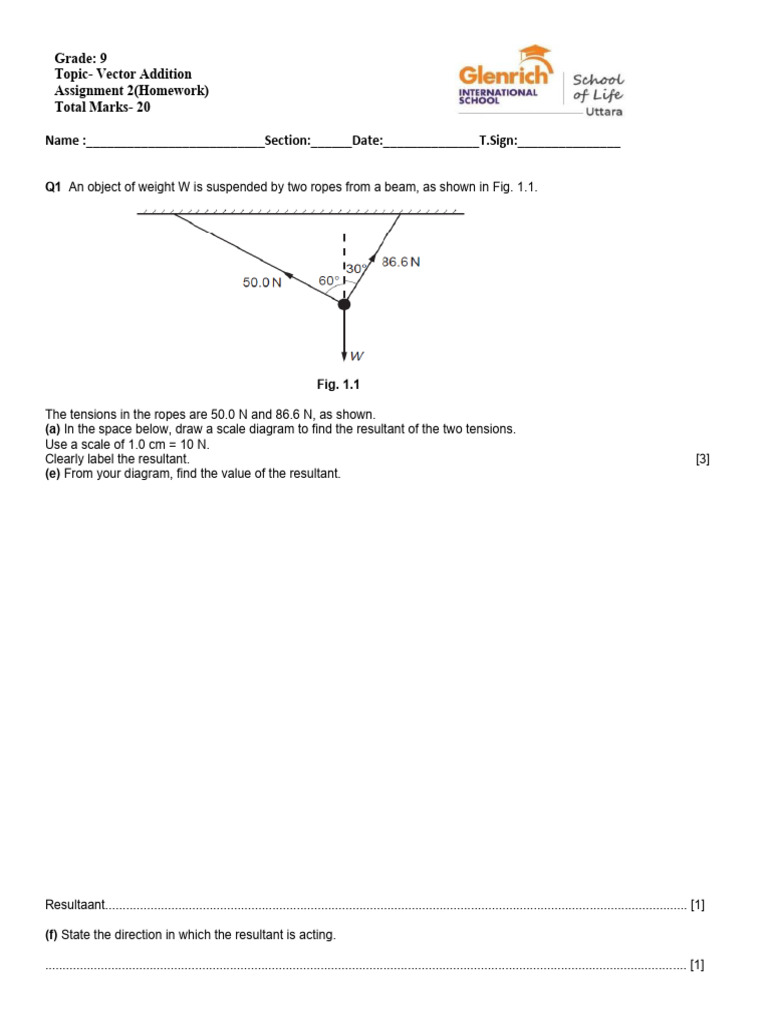 Vector Diagrams for Resultant Forces | PDF | Physical Quantities ...