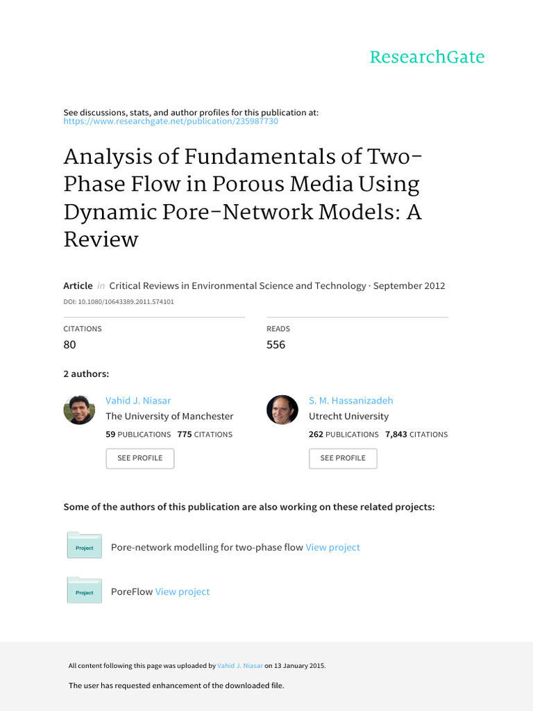 Analysis of Fundamentals of Two-Phase Flow in Porous Media | PDF ...