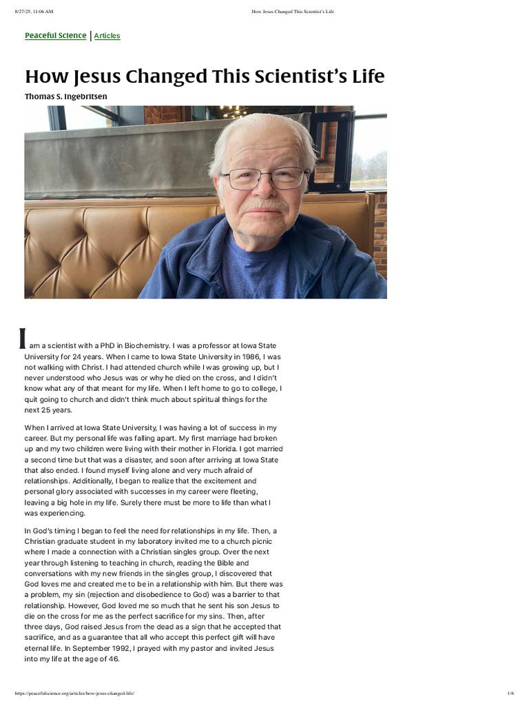 How Jesus Transformed a Scientist's Life | PDF | Resurrection Of Jesus ...