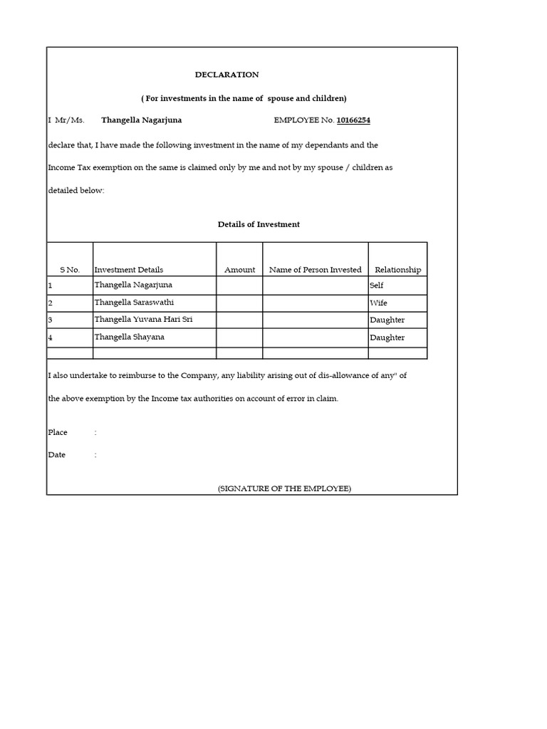 Dependent Declaration | PDF
