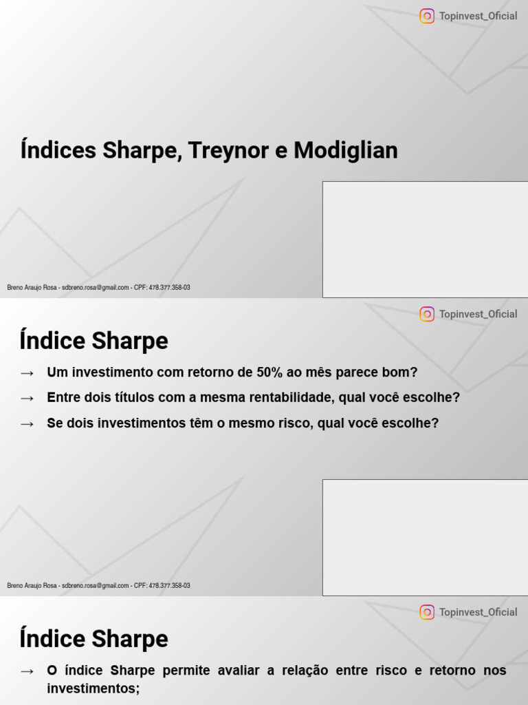 Diferenças entre Índices de Sharpe e Treynor | PDF | Avaliação de risco ...