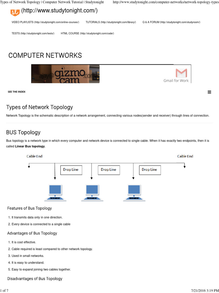 Types of Network Topology - Computer Network Tutorial - Studytonight ...