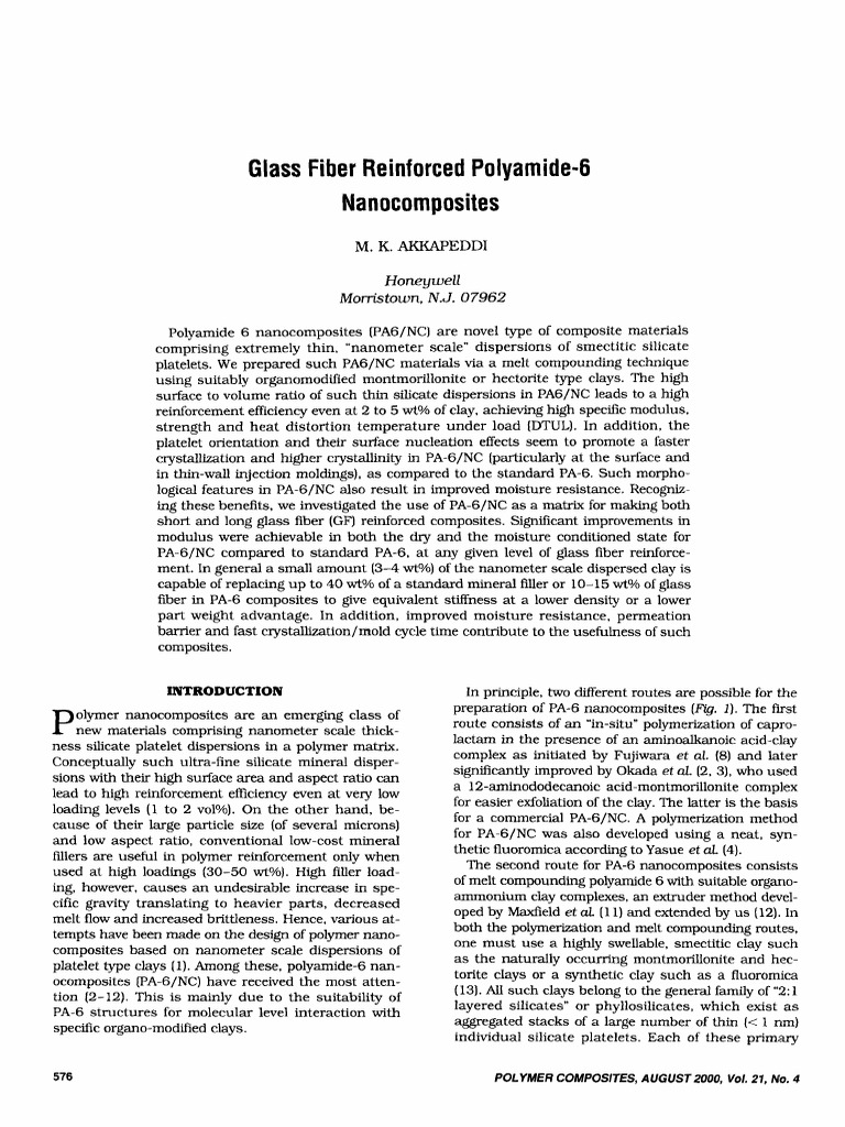 Glass Fiber Reinforced Polyamide-6 | PDF | Nanocomposite | Composite ...