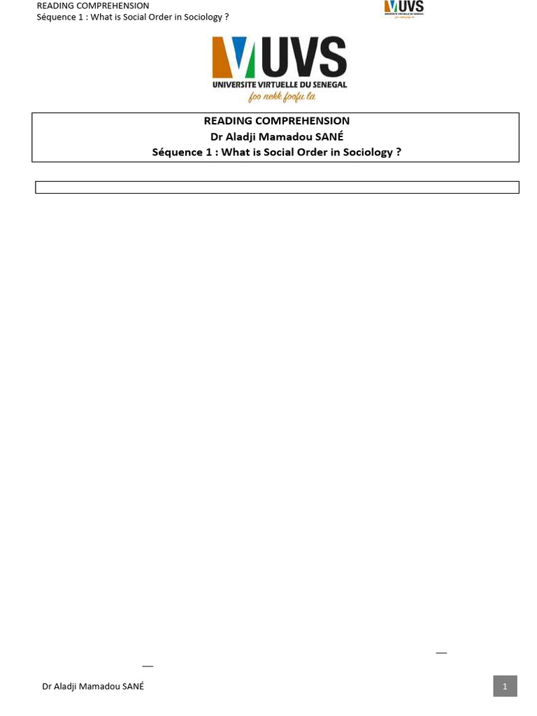 Reading Comprehension Seq 1 | PDF | Sociology | Society