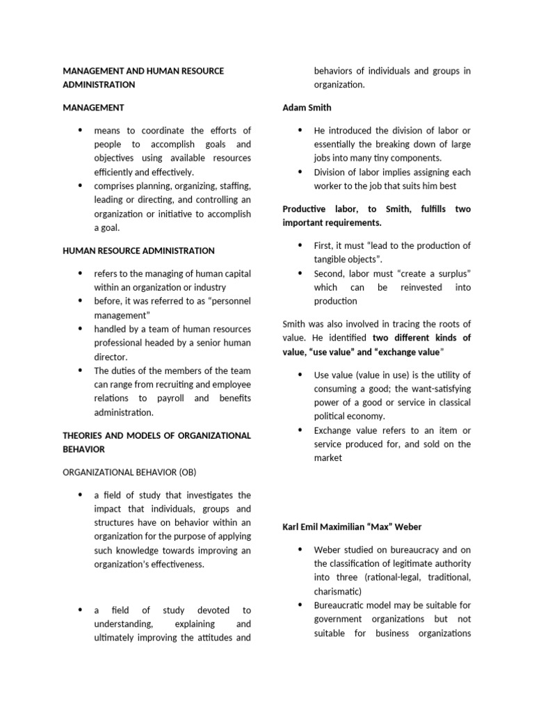 Management and HR Administration Overview | PDF | Motivation | Motivational