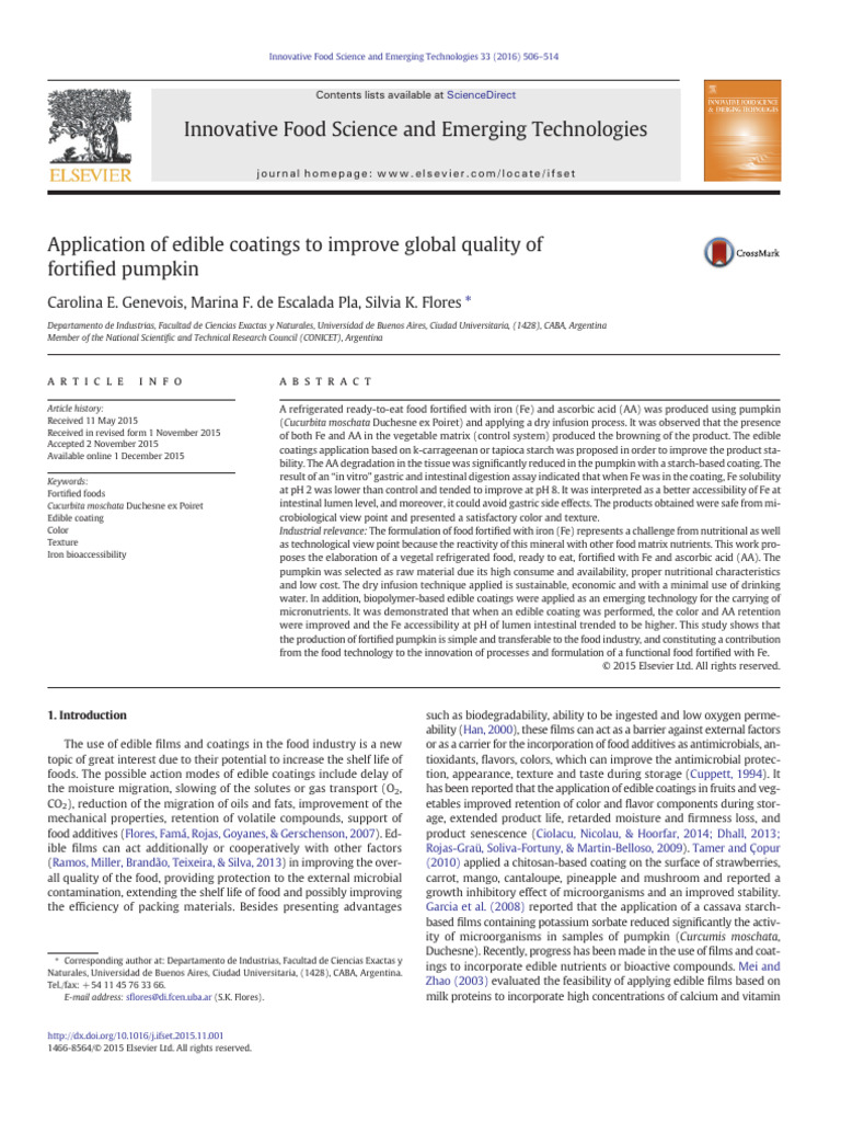 Application of Edible Coatings To Improve GL 2016 Innovative Food ...