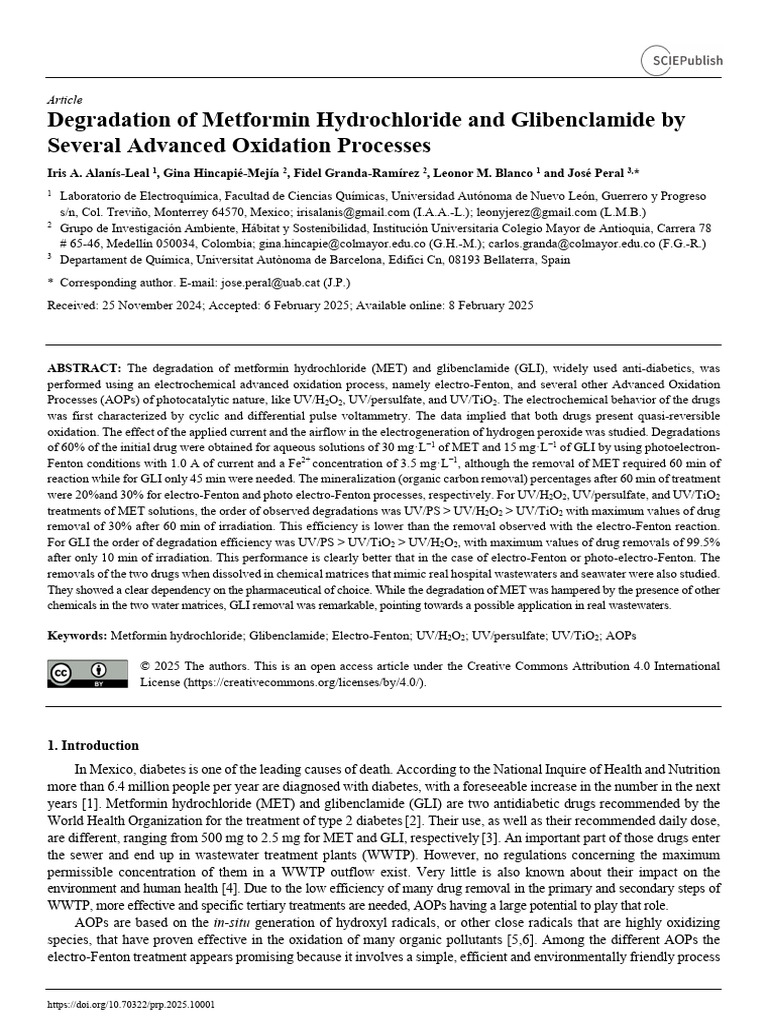 Degradation of Metformin Hydrochloride and Glibenclamide by | PDF ...
