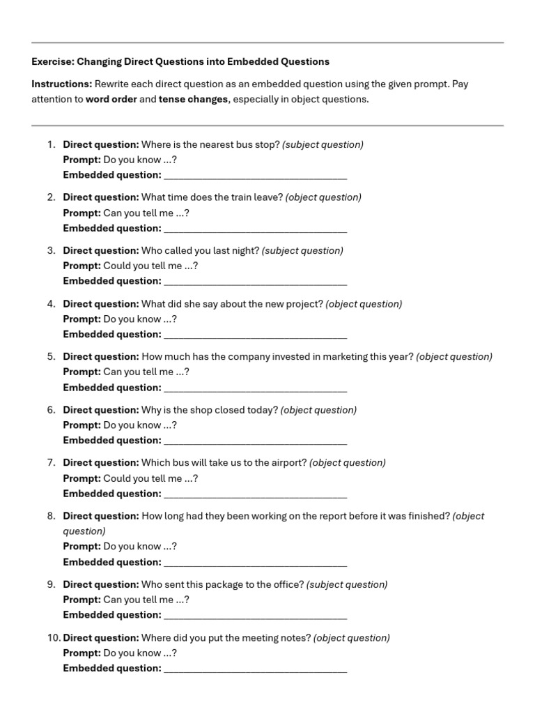 Embedded Questions | PDF