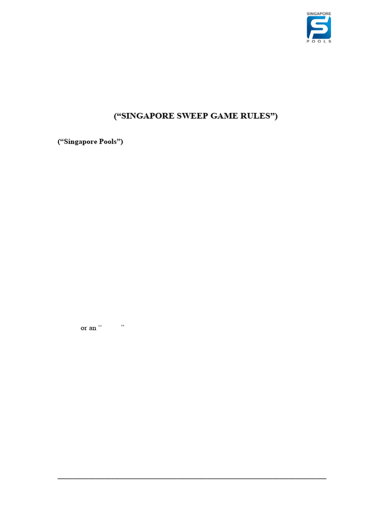 Singapore Sweep Lottery Game Rules | PDF | Lottery | Gambling