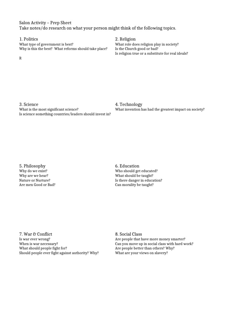 Prep Sheet Salon | PDF