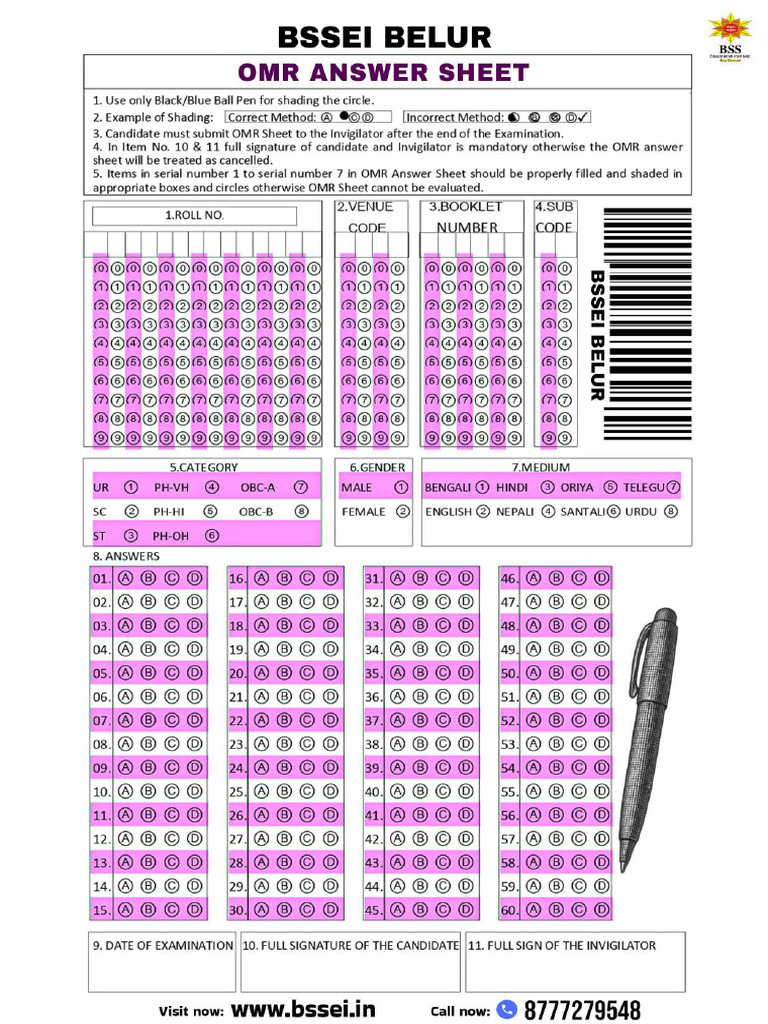 Special Omr Sheet For SLST Aspirents For Practice Full Mock Test | PDF