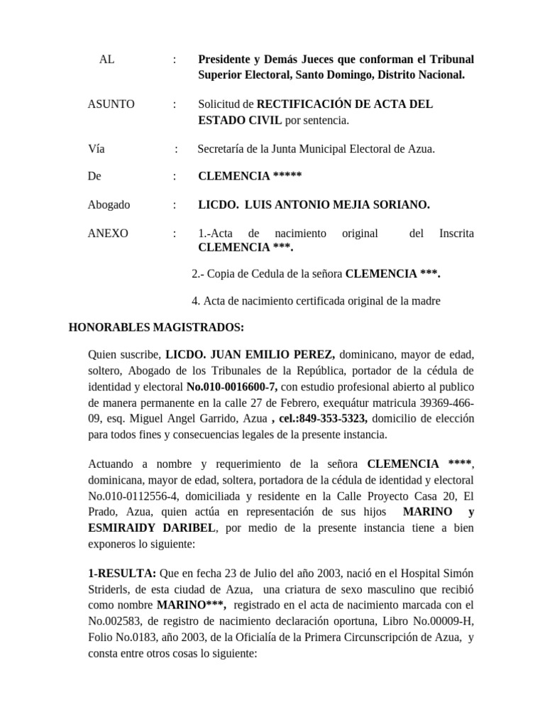 Rectificacion de Acta Clemencia | PDF | Gobierno