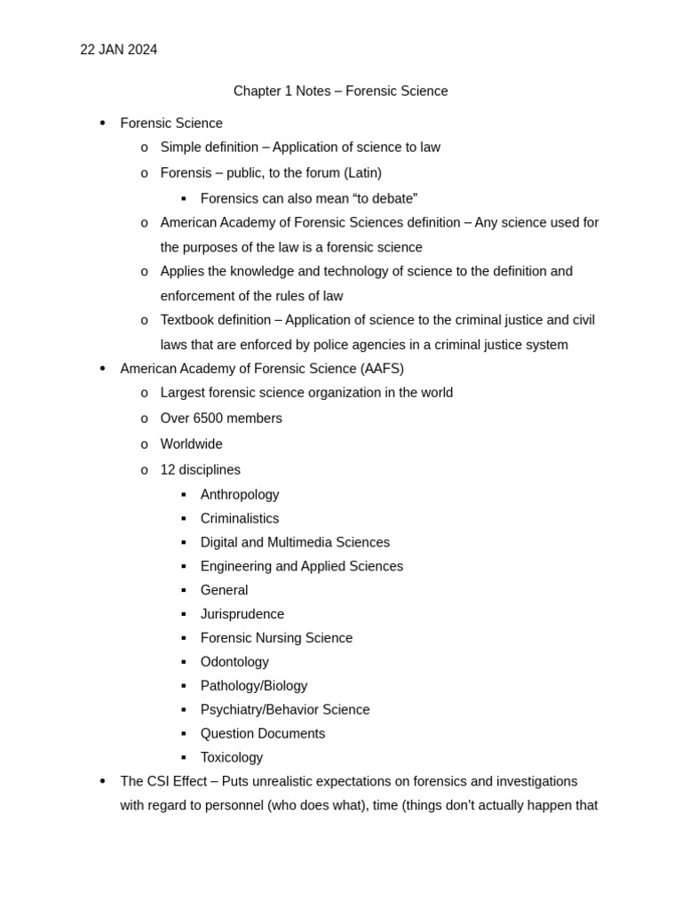 Forensic Science Overview and Key Concepts | PDF | Forensic Science ...