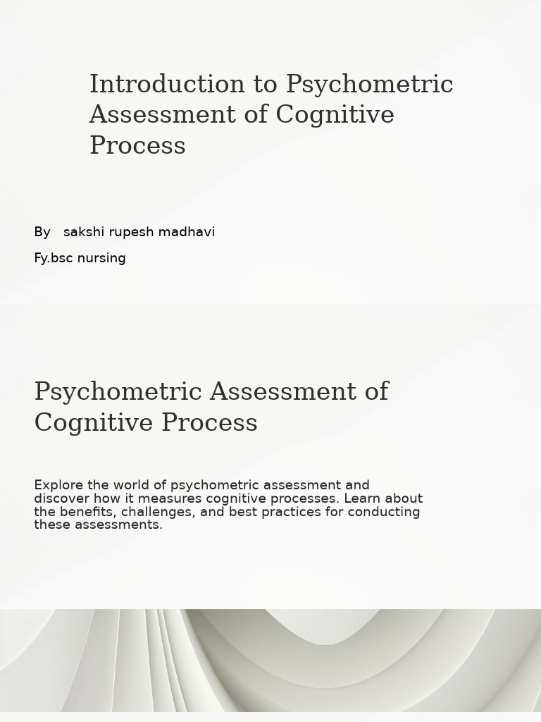 Psychometric Assessment of Cognitive Processes | PDF | Educational ...